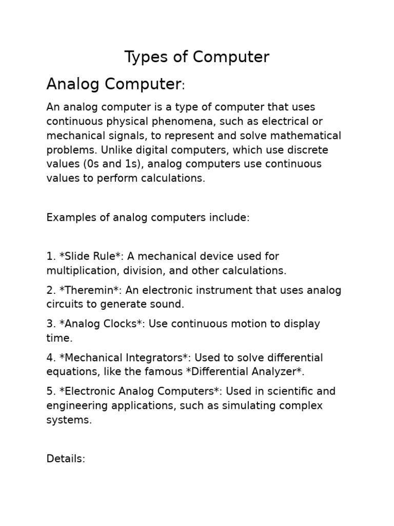 Types of Computer | PDF