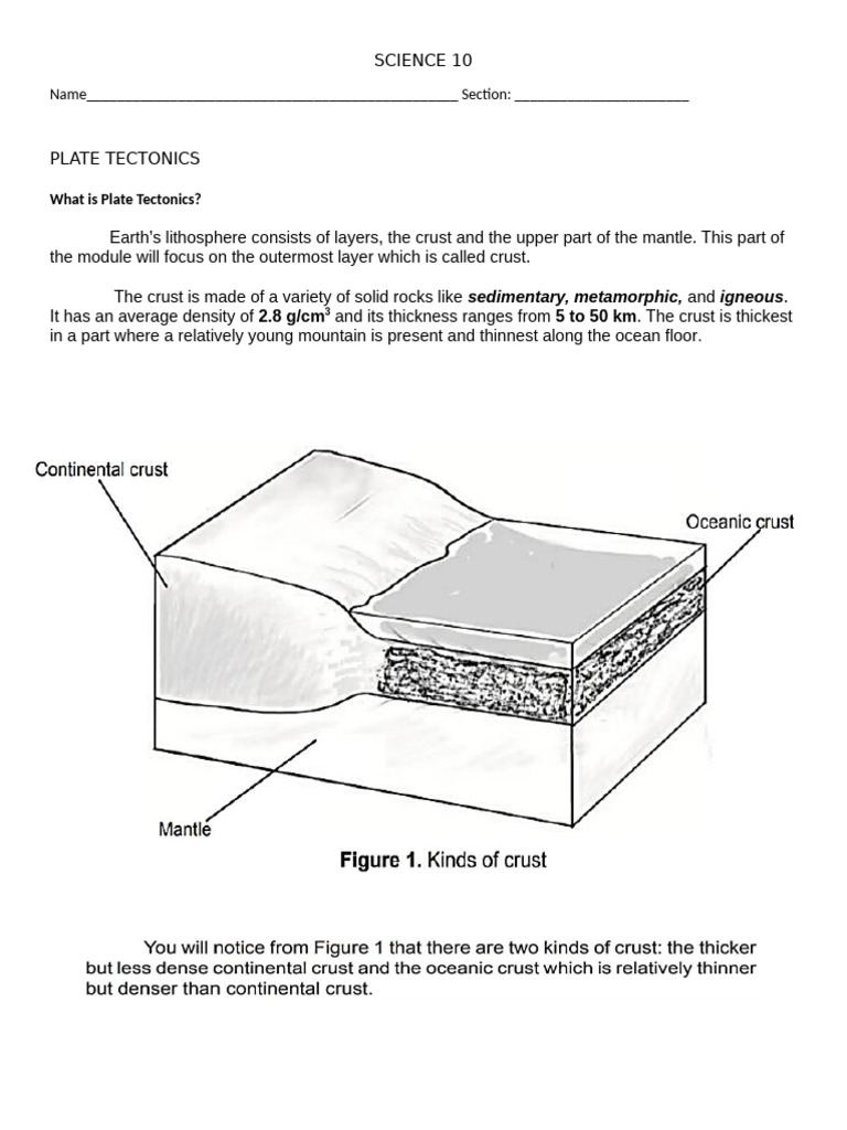 Science 10 Module | PDF | Plate Tectonics | Crust (Geology)