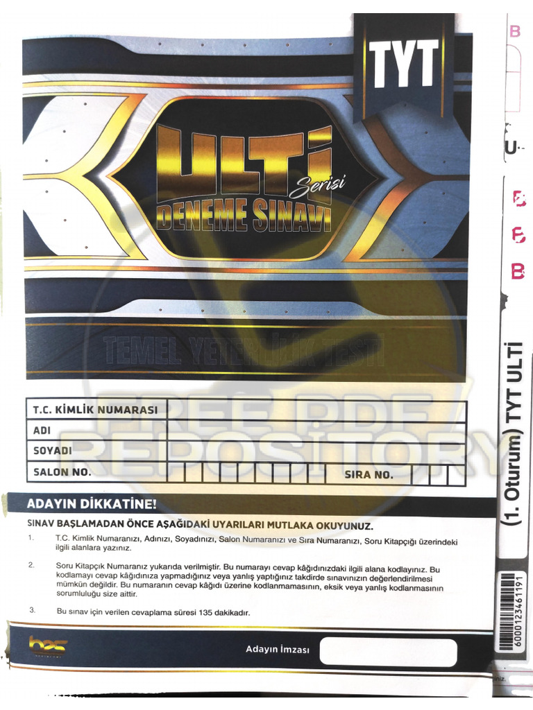 Bes Yayınları TYT Ulti - 4 Deneme Sınavı @FreeXxPdf | PDF