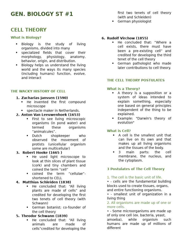 Bio 1st ST | PDF