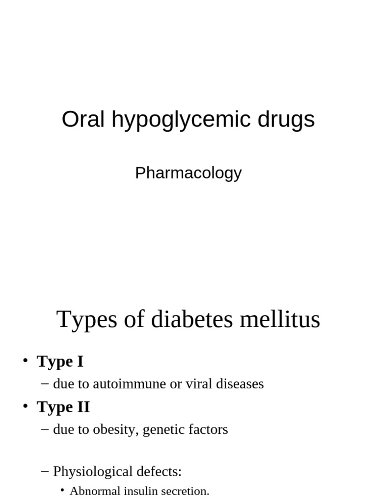 Oral Hypoglycemic Drugs | PDF