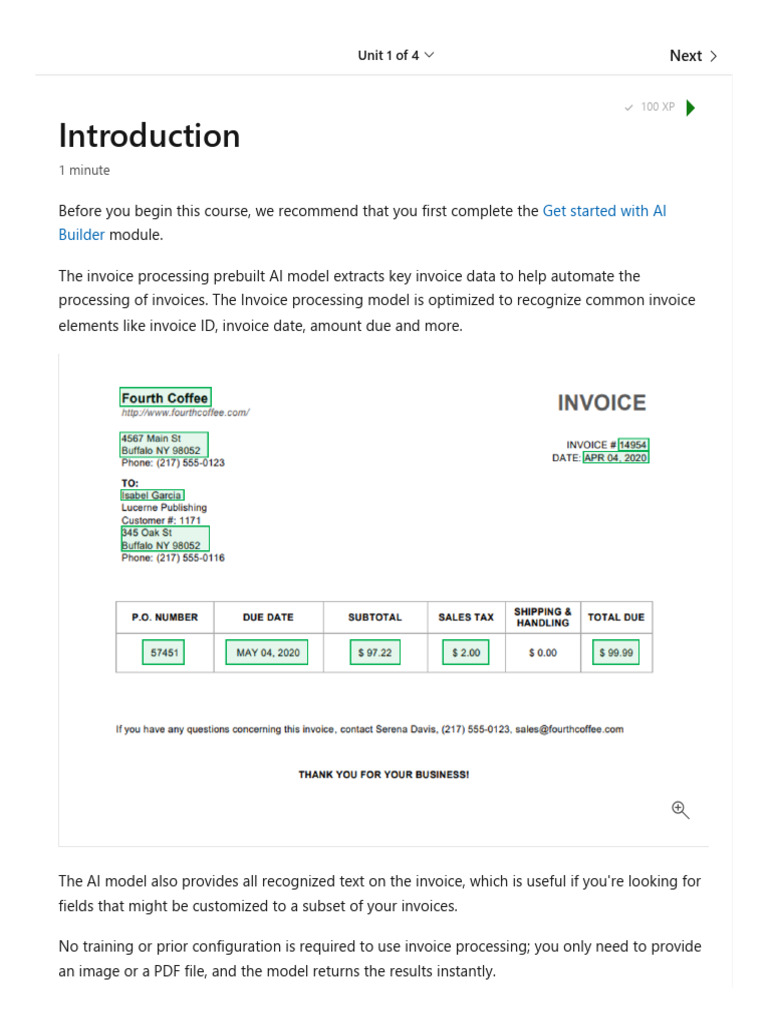 Invoice Data With Ai Builder S Prebuilt Model 1 2 Pdf 