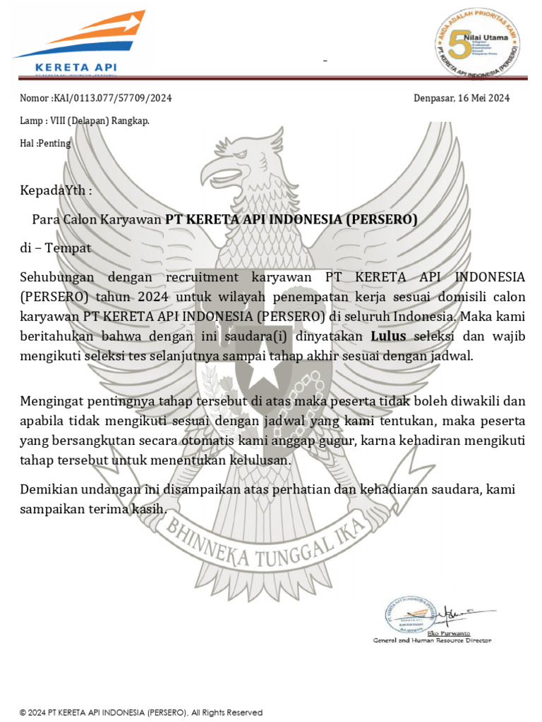 Surat Panggilan Tes Interview | PDF