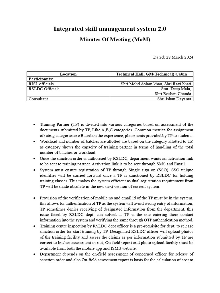 ISMS MoM 28-03-2024 | PDF