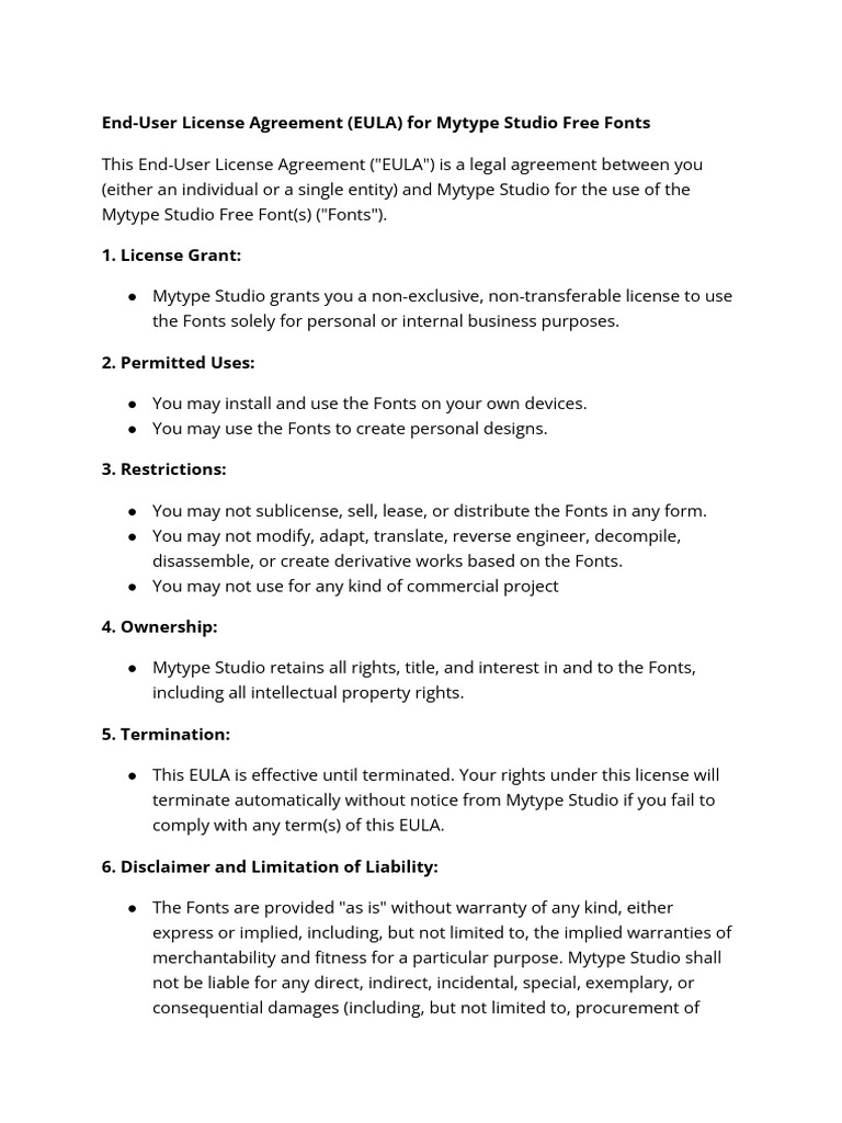 EULA - Free Font | PDF