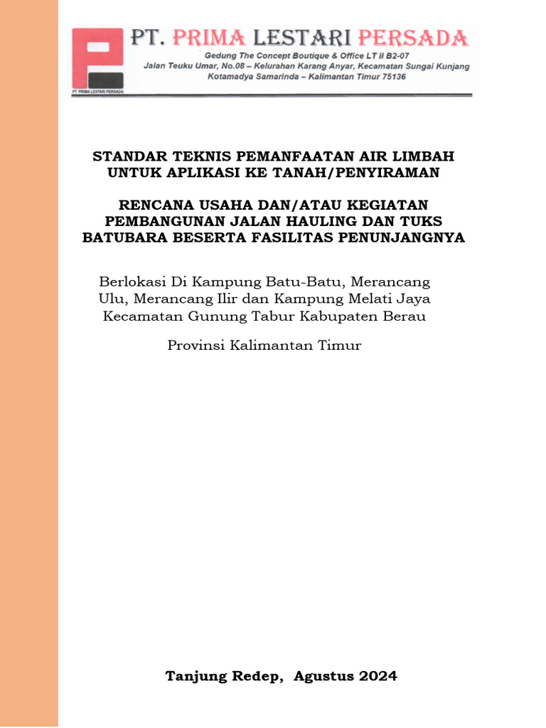 05-Standar Teknis Pemanfaatan Air Limbah Pt. Plp-16!08!2024 | PDF