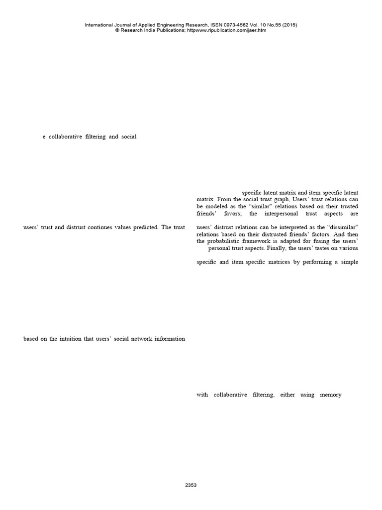 0 Enhanced Social Trust Computation For Enriched Trust Based Recommender System - Ijaer | PDF