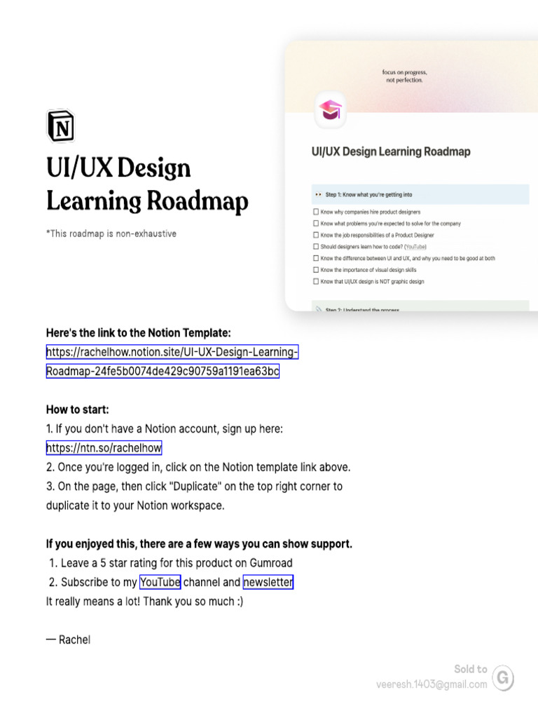 Instructions - UIUX Design Learning Roadmap | PDF