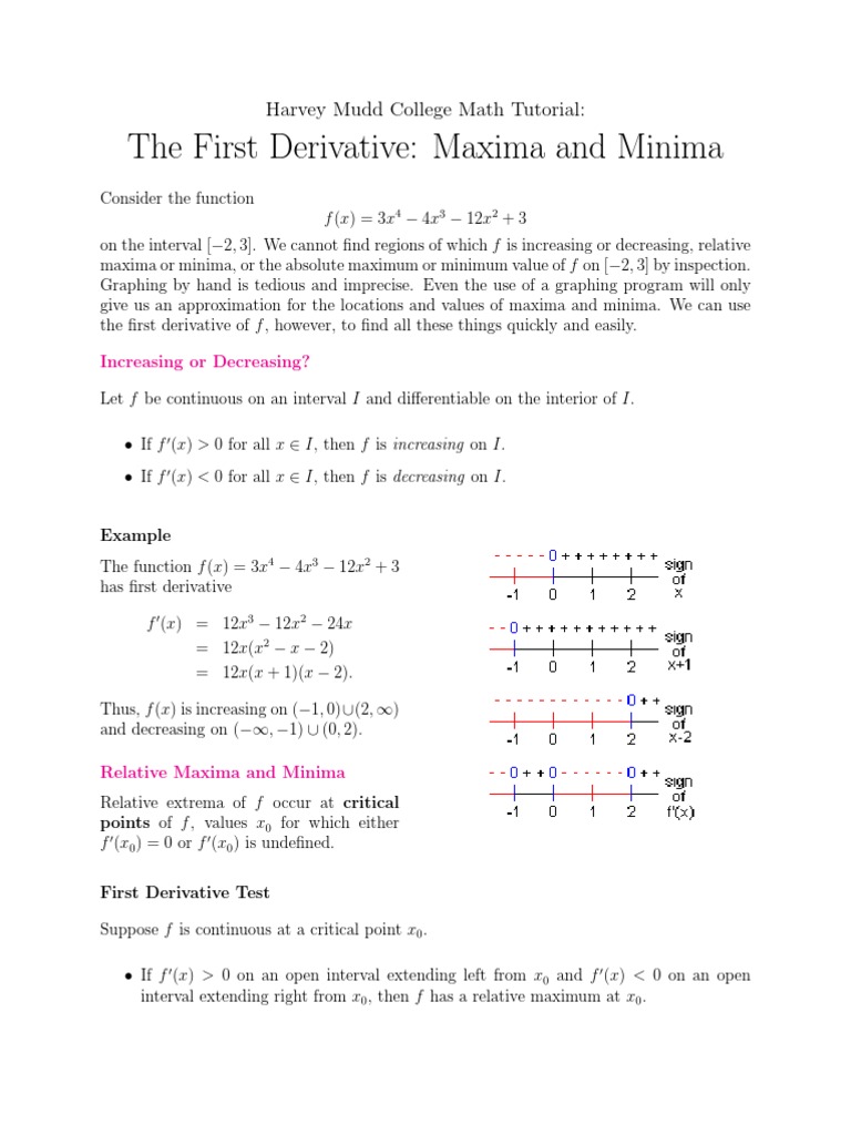 First Derivative: Finding Extrema | PDF