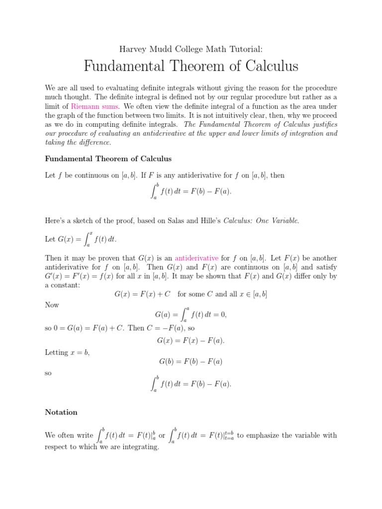 Understanding the Fundamental Theorem of Calculus | PDF