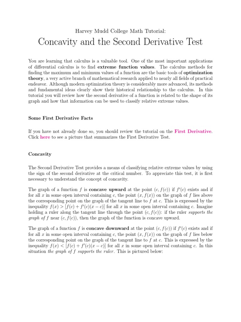 Concavity and The Second Derivative Test: Harvey Mudd College Math ...