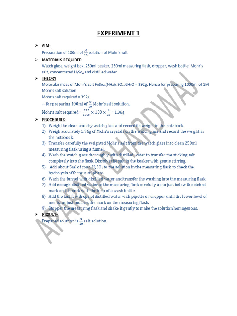Experiment 1 | PDF | Cooking, Food & Wine | Science & Mathematics