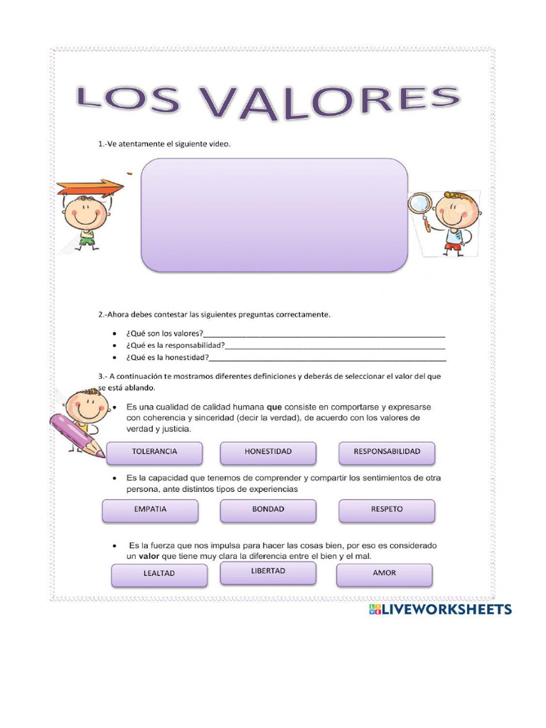 Los Valores Ficha | PDF