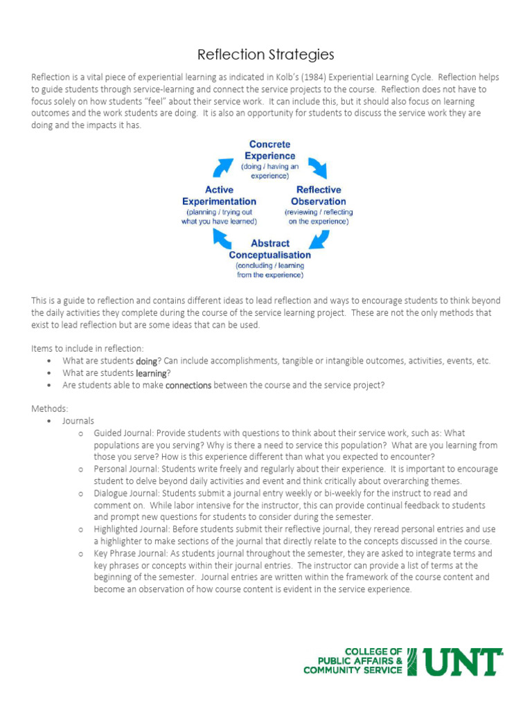 Reflection Strategies | PDF