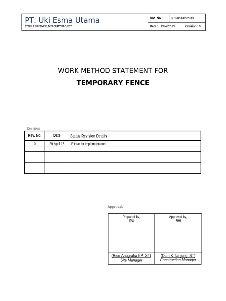 Temporary Fence Method | PDF
