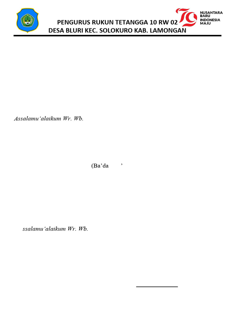 Undangan Silaturrahmi RT 10 RW 02 | PDF | Indonesia | Foreign Language ...