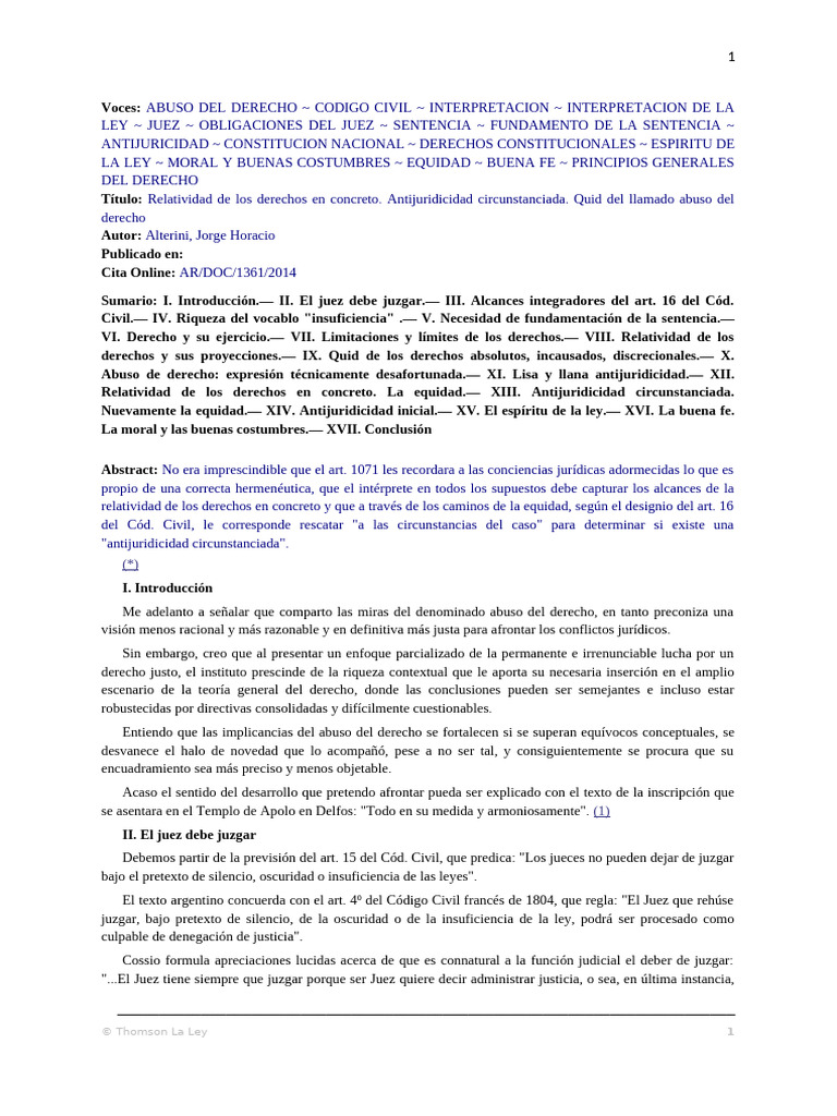 Abuso Del Derecho Codigo Civil Interpretacion Interpretacion de La Ley ...