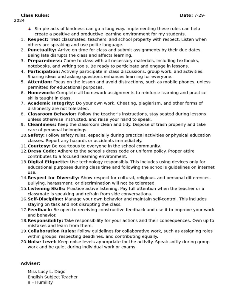 Selected Class Rules | PDF
