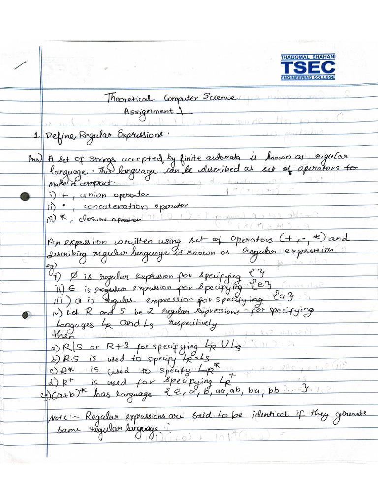 TCS Assignment 1 | PDF