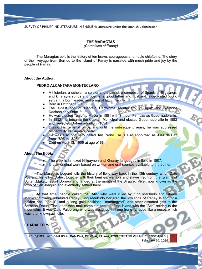 Factsheet 3.4 The Maragtas | PDF