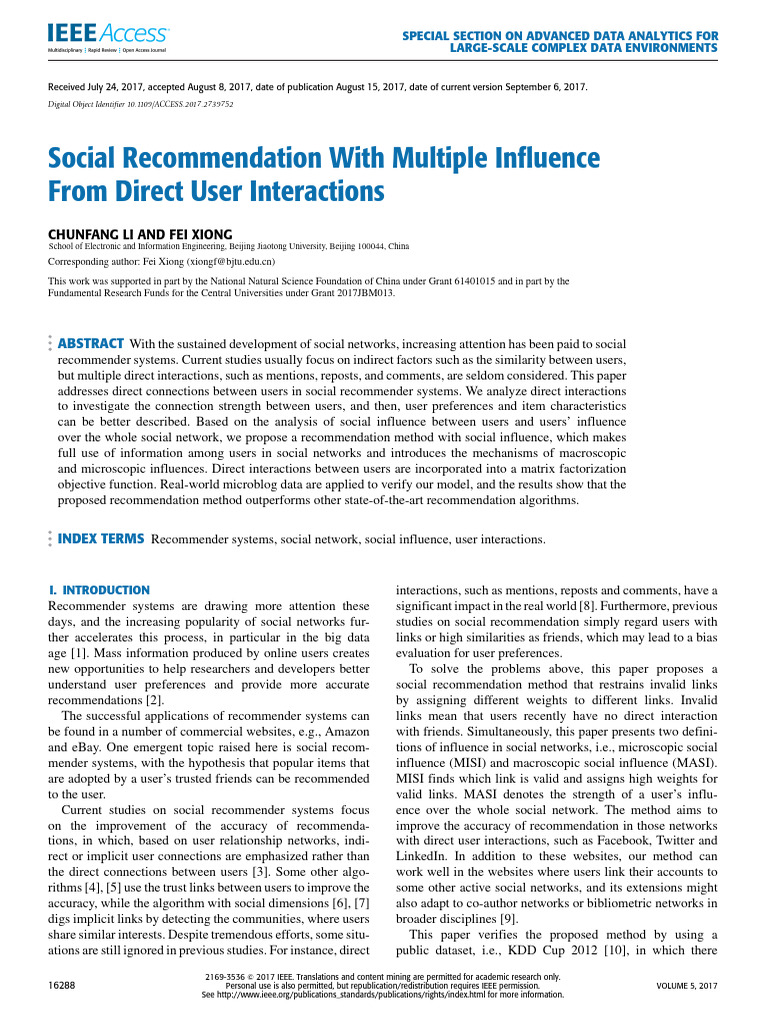 Social Recommendation via User Interactions | PDF | Computers