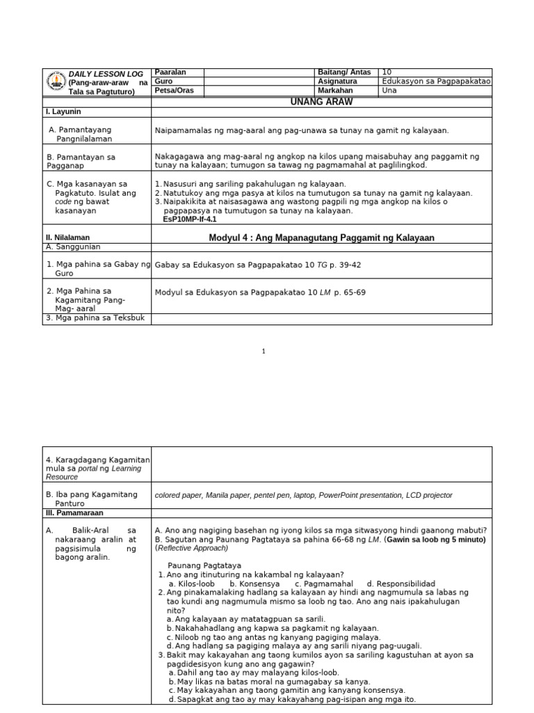 DLL-ESP10-Module-4-GLORELYN ALEJANDRO | PDF