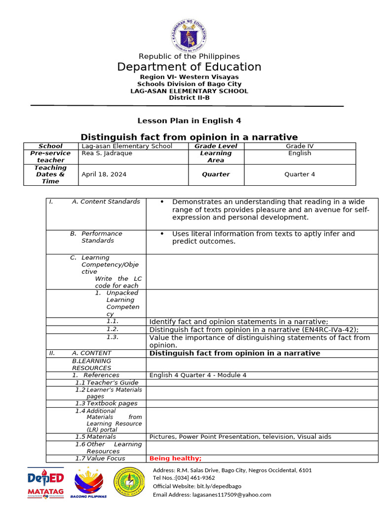 Grade 4 LP English | PDF