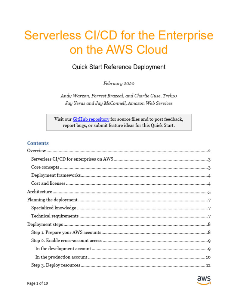 Serverless Cicd For The Enterprise On The Aws Cloud | PDF