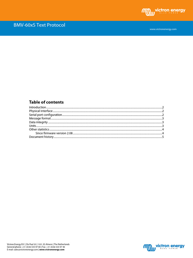 BMV 60xS Text Protocol | PDF | Electronics | Computing