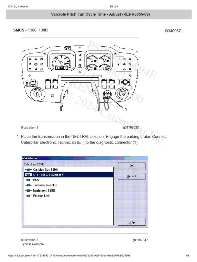 Variable Pitch Fan Cycle Time - Adjust (RENR8855-09) | PDF