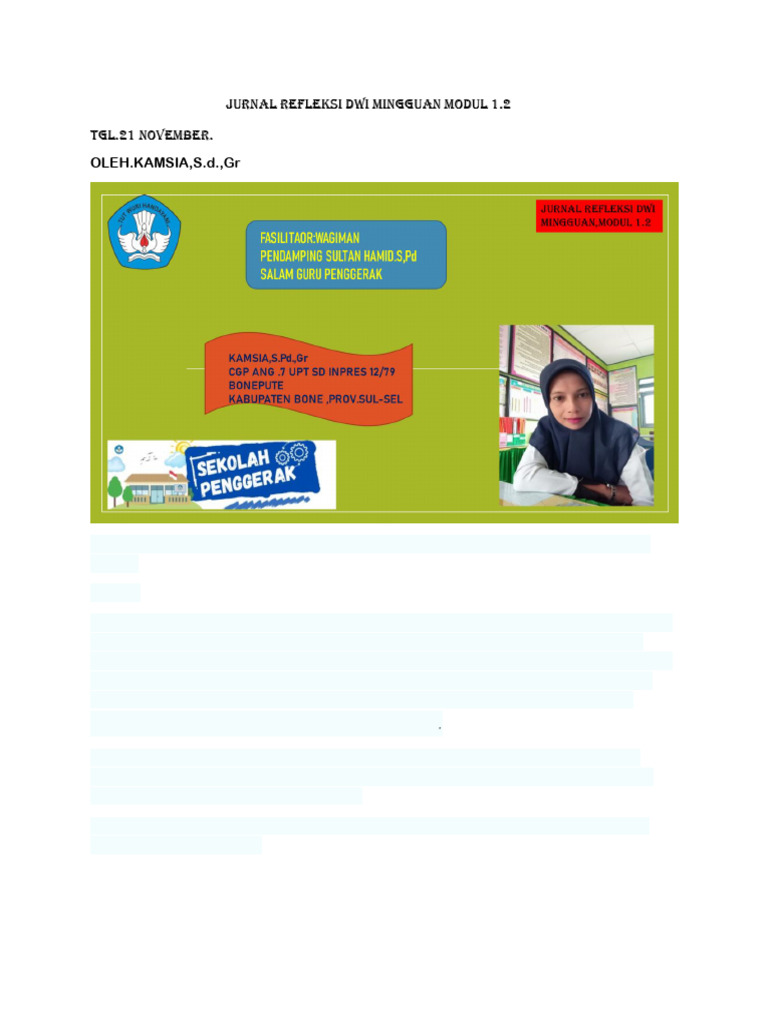 Jurnal Refleksi Dwi Mingguan Modul 1.2 | PDF