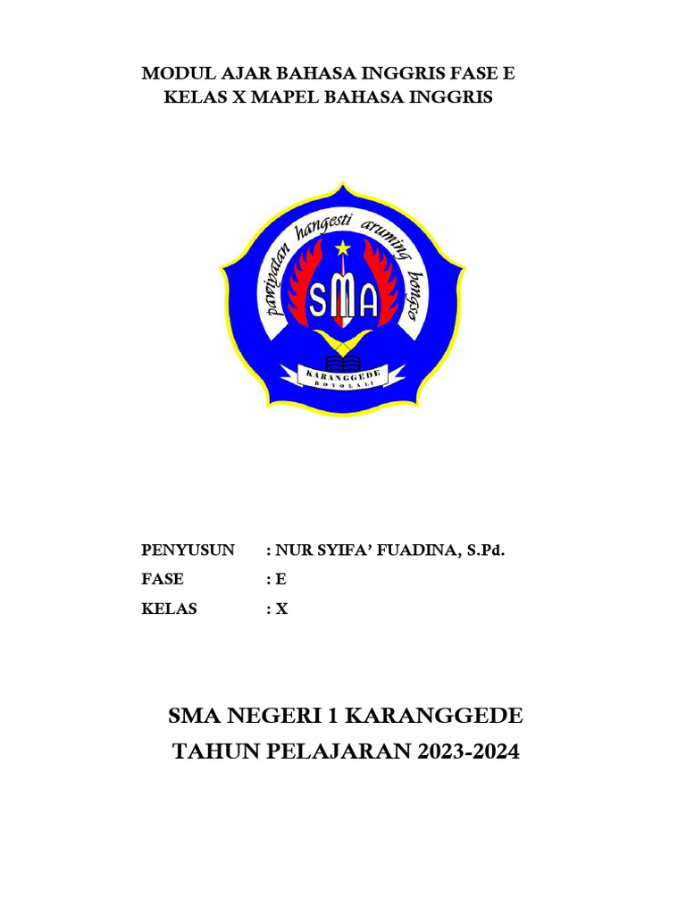 NUR SYIFA FUADINA, S.PD - X - MODUL - BAHASA INGGRIS - Syifa Mrs | PDF