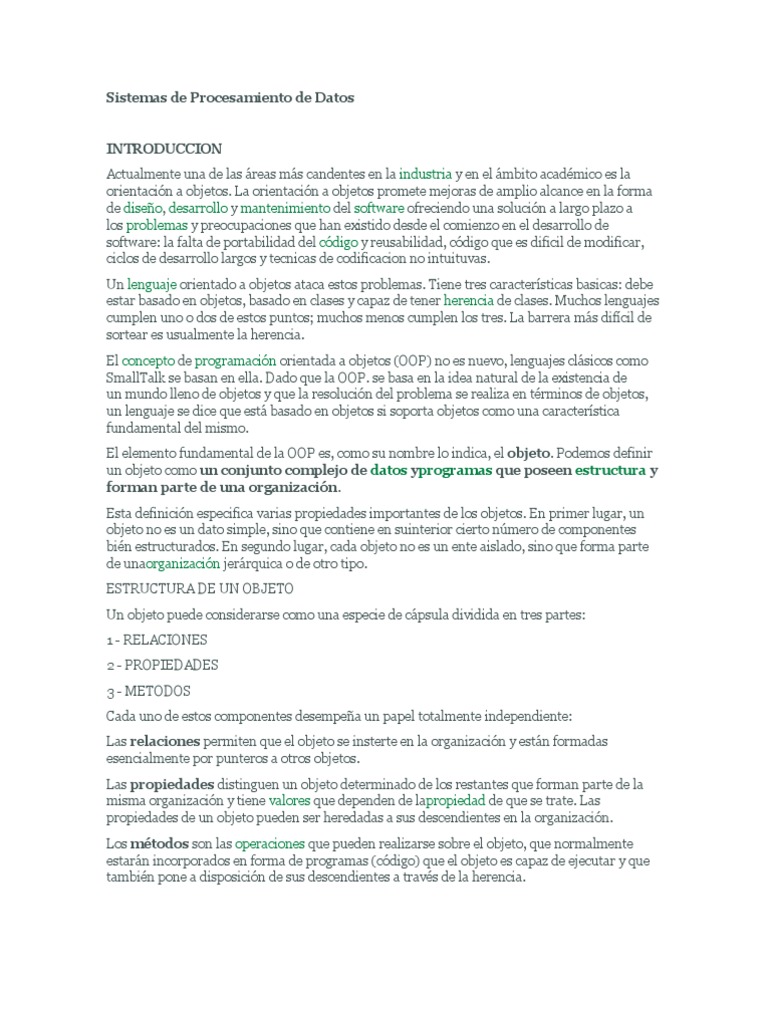 Estructura de Un POO | PDF | Objeto (informática) | Programación ...