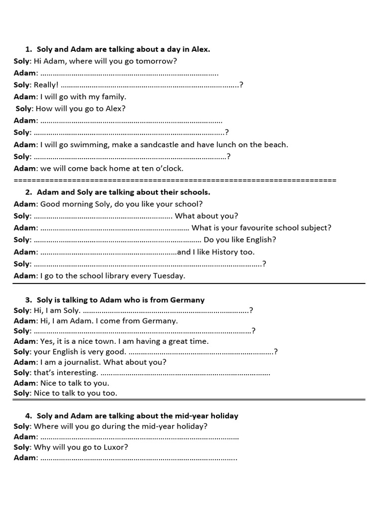 Dialogues Sheet | PDF