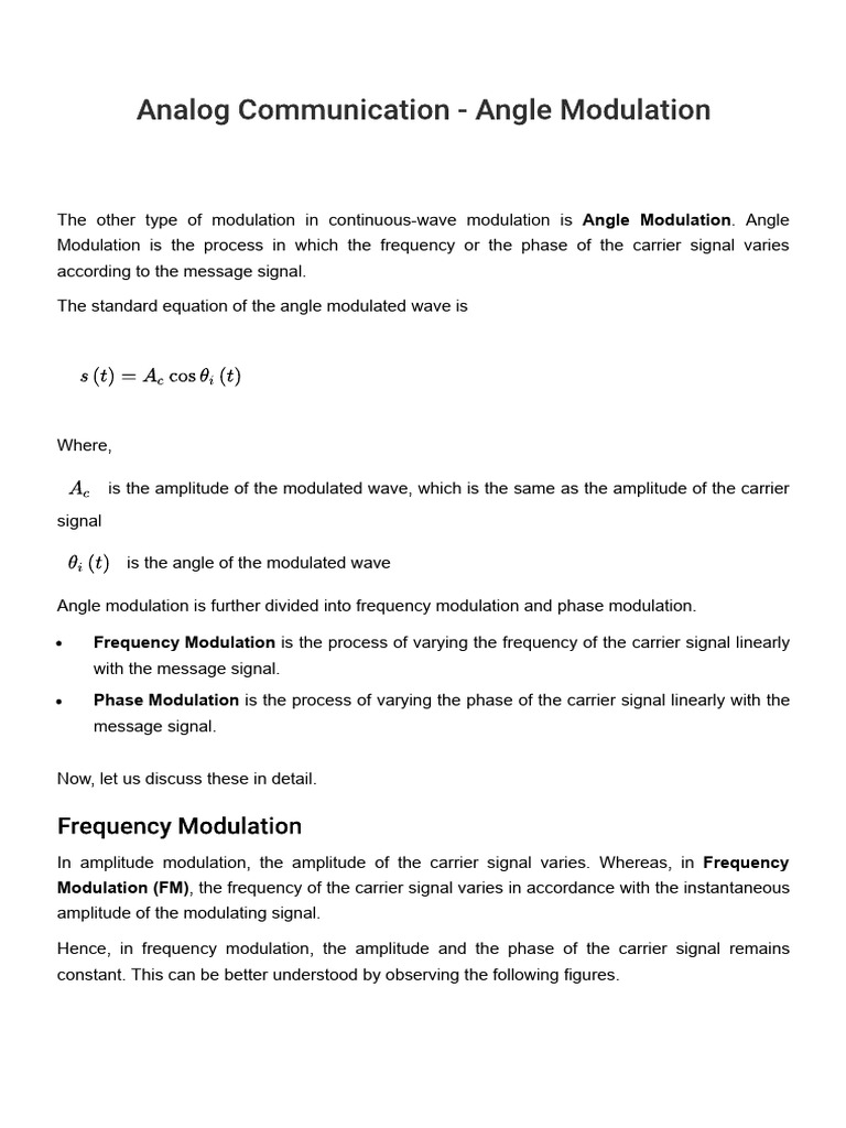 Angle Modulation | PDF