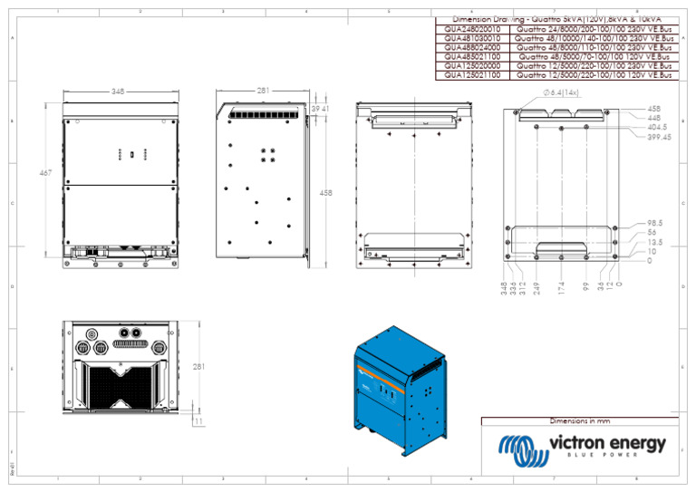 Dimensiondrawing 24v8kva230v 48v8kva230v 48v10kva230v 48v5kva120v ...