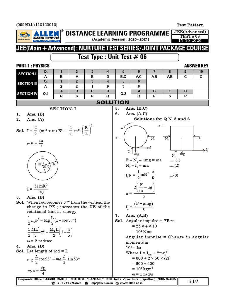 # 8 - Nurture - Advanced - Solution - @JEE-BOOKS - Telegram | PDF