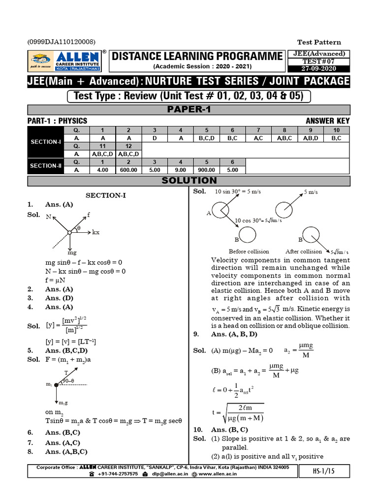 # 7 - Nurture - Advanced - Solution - @JEE-BOOKS - Telegram | PDF