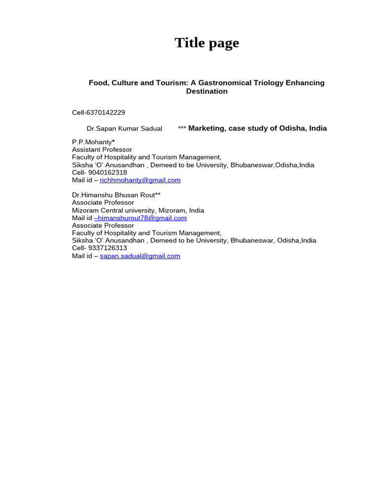Food Culture Tourism Final | PDF