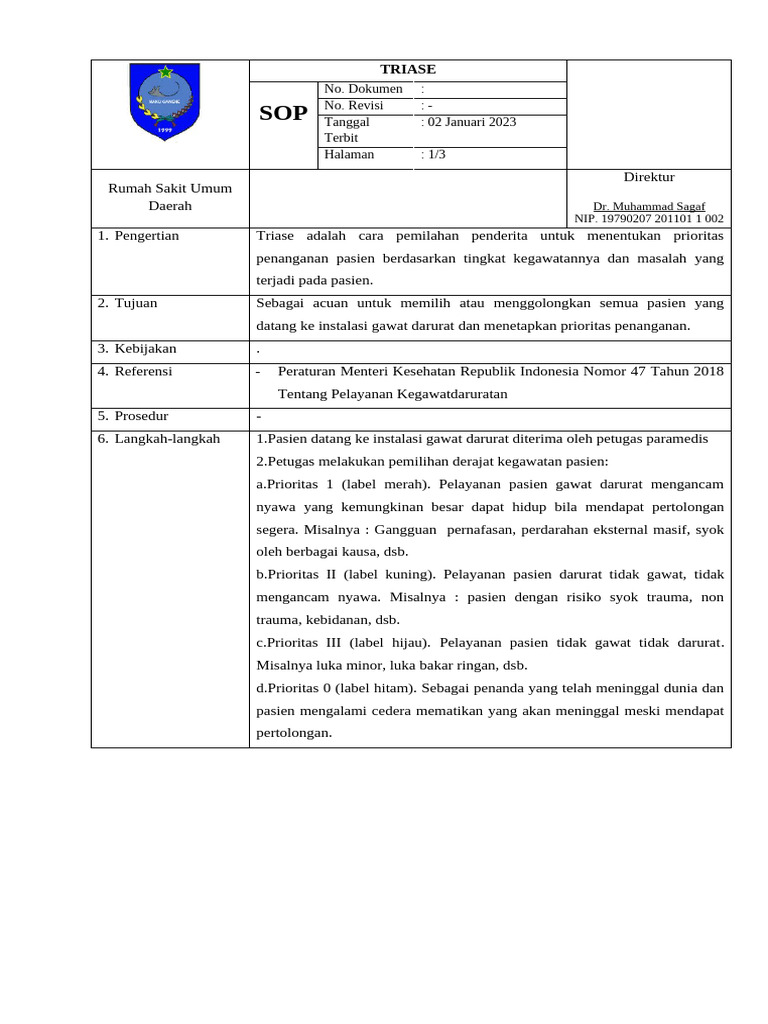 Igd Sop Triase | PDF
