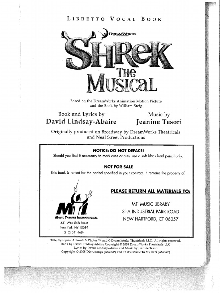Shrek Libretto 1 | PDF
