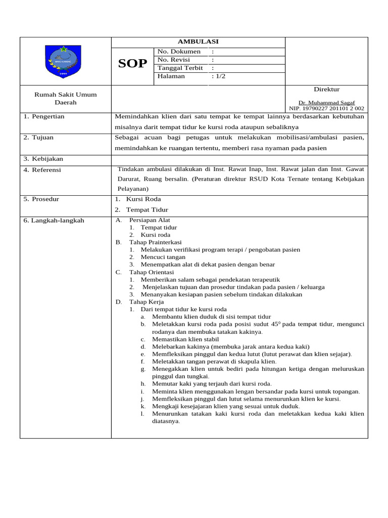 IGD-SOP Ambulasi | PDF