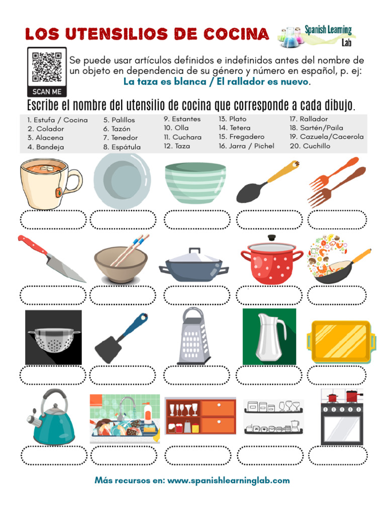 Los Utensilios de La Cocina Espanol PDF Con Respuestas | PDF
