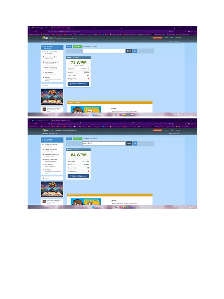 Typing Test Rebecca Thalia Carissa Halim-1 | PDF
