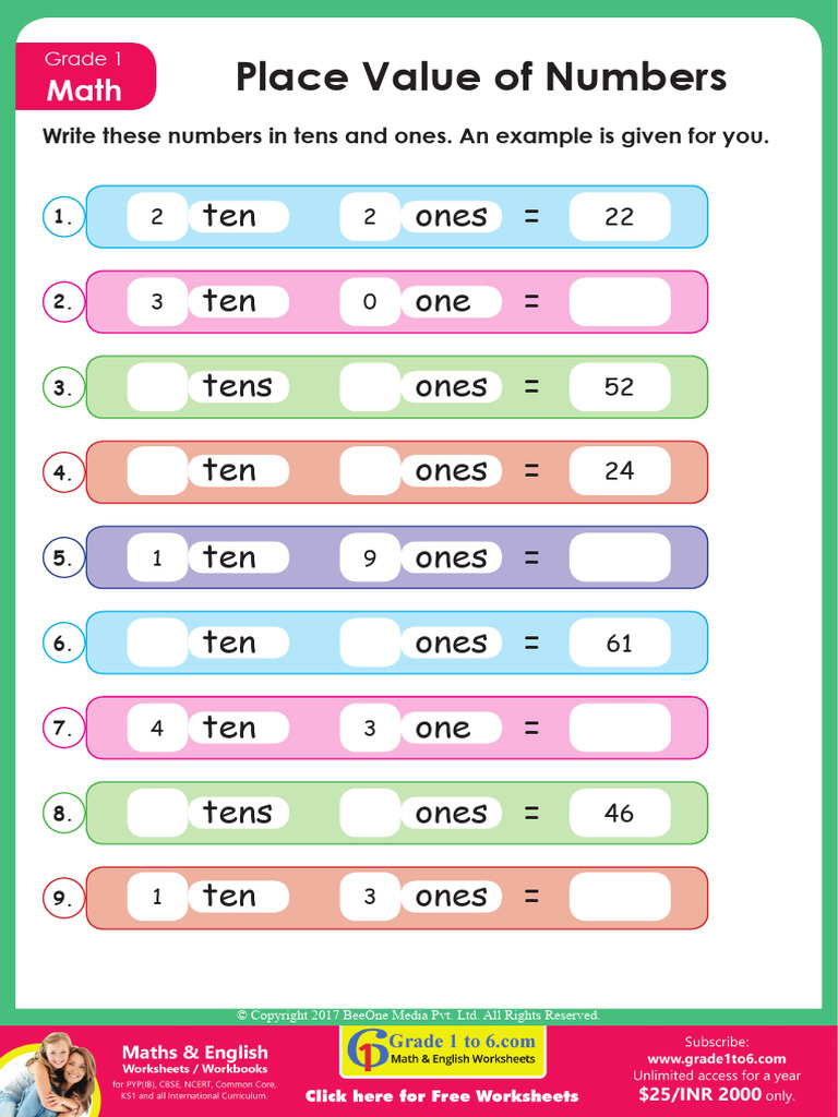Writing Place Value of Numbers | PDF