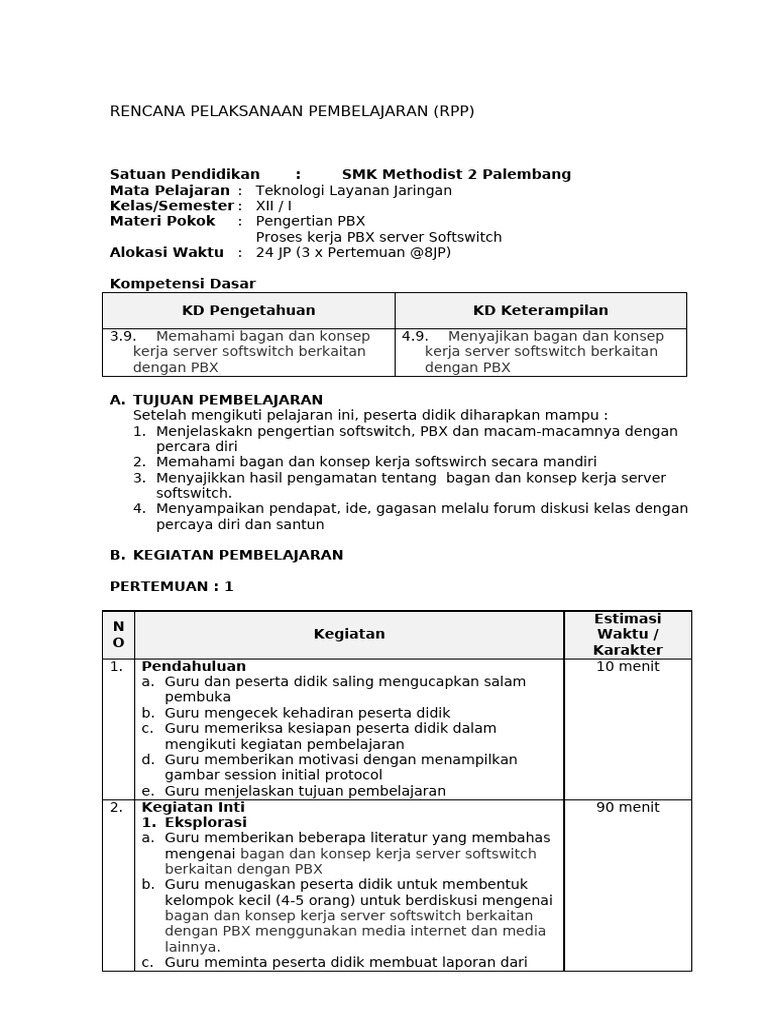 RPP Semester 1 Administrasi Sistem Jaringan | PDF