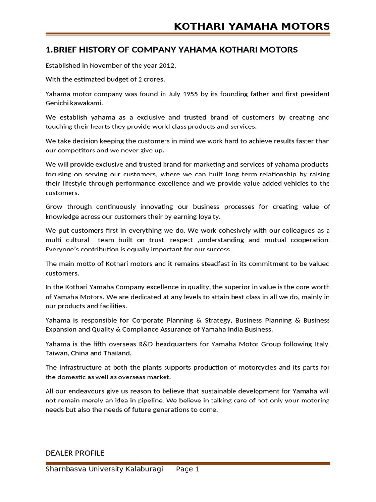 YAMAHA PROJECT (1) Mhainoor | PDF