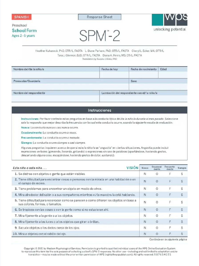 SPM2 2 A 5 Años Escolar | PDF
