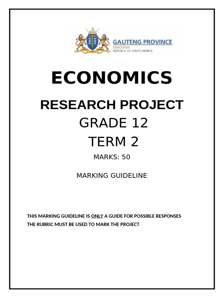 2024 Grade 12 Sba Economics Term 2 Research Project Mg Pdf