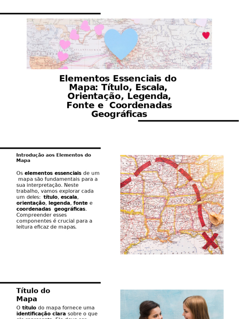 MAPAS Elementos Essenciais Do Mapa Titulo Escala Orientacao Legenda Fonte e Coordenadas ...